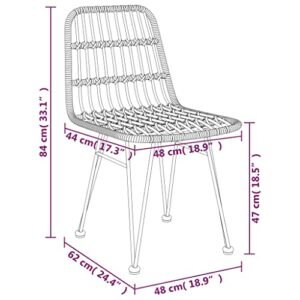 vidaXL 2X Patio Chairs Garden Outdoor Lawn Terrace Balcony Backyard Dining Dinner Dinette Sitting Chair Seat Seating Furniture PE Rattan