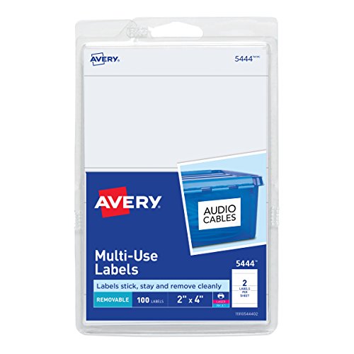 Avery Removable 3-1/3 x 4 Inch White ID Labels 150 Pack (6464) & Avery Removable Print or Write 2" x 4" Labels - Great for Home Organization Projects, Pack of 100 White Labels (5444)