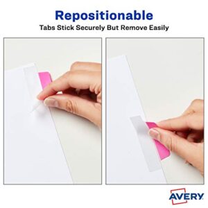 Avery Ultra Tabs, 3" x 1.5", 2-Side Writable, White, 24 Repositionable Filing Tabs (74776) & Avery Ultra Tabs, 2.5" x 1", 2-Side Writable, Pink/Green/Orange, 24 Repositionable Margin Tabs (74767)