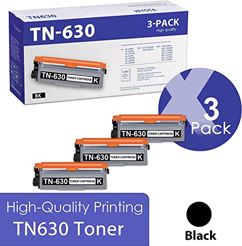 HIYOTA TN 630 TN630 Black Toner Cartridge 3-Pack Compatible Replacement for Brother TN630 HL- L2305W L2315DW L2320D MFC-L2685DW L2700DW L2705DW L2707DW DCP-L2520DW L2540DW Series Printer