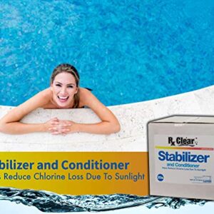 Rx Clear Swimming Pool Stabilizer and Conditioner | Water Balancer | Cyanuric Acid for Swimming Pools | Longer Lasting Sanitation | Helps Reduce Chlorine Loss Due to Sunlight | 25 Pounds