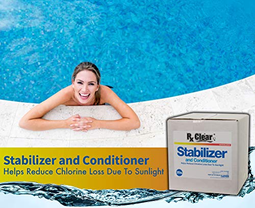 Rx Clear Swimming Pool Stabilizer and Conditioner | Water Balancer | Cyanuric Acid for Swimming Pools | Longer Lasting Sanitation | Helps Reduce Chlorine Loss Due to Sunlight | 25 Pounds