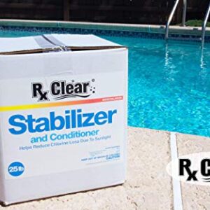 Rx Clear Swimming Pool Stabilizer and Conditioner | Water Balancer | Cyanuric Acid for Swimming Pools | Longer Lasting Sanitation | Helps Reduce Chlorine Loss Due to Sunlight | 25 Pounds