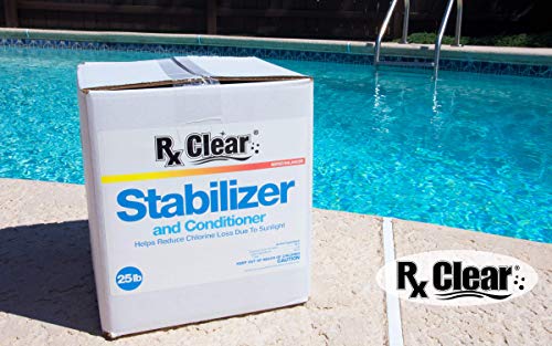 Rx Clear Swimming Pool Stabilizer and Conditioner | Water Balancer | Cyanuric Acid for Swimming Pools | Longer Lasting Sanitation | Helps Reduce Chlorine Loss Due to Sunlight | 25 Pounds