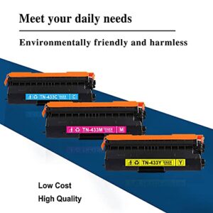 INDI 3 Pack(C/M/Y) TN433C TN433M TN433Y TN433 TN-433 High Yield Toner Cartridge Replacement for Brother HL-L8260CDW MFC-L8610CDW L8690CDW L8900CDW L9570CDWT L9570CDW DCP-L8410CDW Printer Toner.