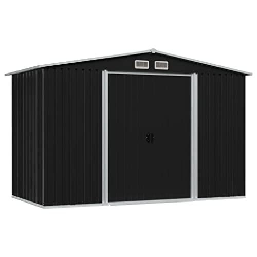 vidaXL Garden Storage Shed Outdoor Yard Patio Home Garage Storing Tools Lawn Care Equipment Household Item Building House Anthracite Steel