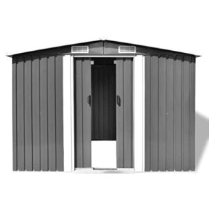 vidaXL Garden Storage Shed Outdoor Yard Patio Home Garage Storing Tools Lawn Care Equipment Household Item Building House Anthracite Steel