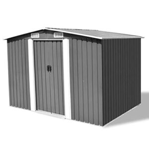 vidaXL Garden Storage Shed Outdoor Yard Patio Home Garage Storing Tools Lawn Care Equipment Household Item Building House Anthracite Steel