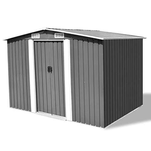 vidaXL Garden Storage Shed Outdoor Yard Patio Home Garage Storing Tools Lawn Care Equipment Household Item Building House Anthracite Steel