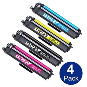 mitocolor tn223 tn-223 toner cartridge compatible tn223bk tn223c tn223m tn223y toner replacement for brother mfc-l3770cdw l3730cdw hl-3210cw 3290cdw dcp-l3510cdw printer (4 pack, 1bk+1c+1m+1y)