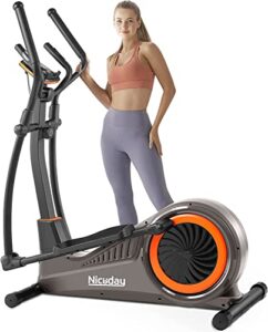 niceday elliptical machine, cross trainer with hyper-quiet magnetic driving system, 16 resistance levels, 400lb weight limit