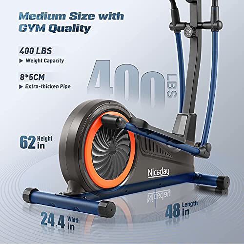 Niceday Elliptical Machine, Cross Trainer with Hyper-Quiet Magnetic Driving System, 16 Resistance Levels, 400LB Weight Limit