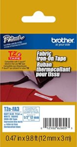 2/pack genuine brother 1/2″ (12mm) navy blue on white iron on fabric tze p-touch tape for brother pt-d600, ptd600 label maker