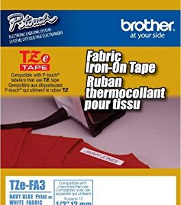 2/Pack Genuine Brother 1/2" (12mm) Navy Blue on White Iron on Fabric TZe P-Touch Tape for Brother PT-D600, PTD600 Label Maker