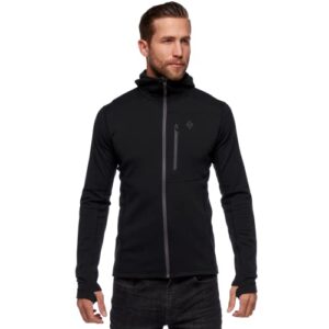 black diamond mens coefficient long sleeve fleece hoody, black, medium