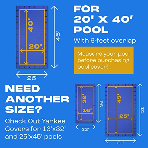 Pool Cover for 20x40 ft Rectangular Pool: Extra Thick & Durable Inground Pool Cover |Sapphire Series of Premium Cold- and UV-Resistant Pool Cover | In-Ground Pool Protection | by Yankee