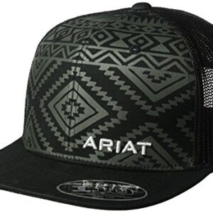 ARIAT Men's Aztec Black Flat Bill Cap, One Size