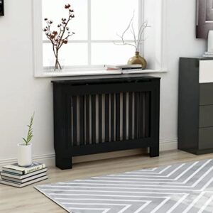 vidaxl radiator cover black 44.1″x7.5″x31.9″ mdf