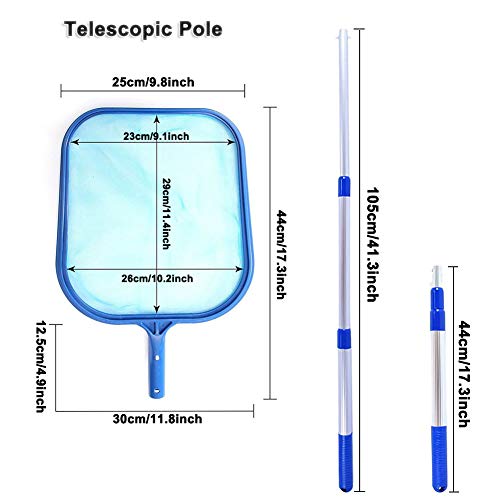 IronBuddy Pool Skimmer Net with 17-41 inch Telescopic Pole Leaf Skimmer Fine Mesh Rake Net for Swimming Pool Hot Tub Spa Pond Cleaning