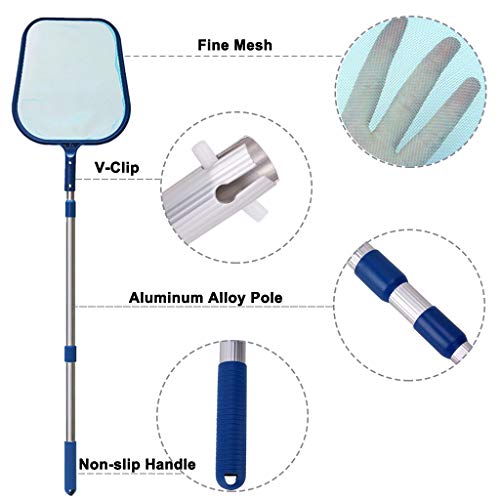 IronBuddy Pool Skimmer Net with 17-41 inch Telescopic Pole Leaf Skimmer Fine Mesh Rake Net for Swimming Pool Hot Tub Spa Pond Cleaning