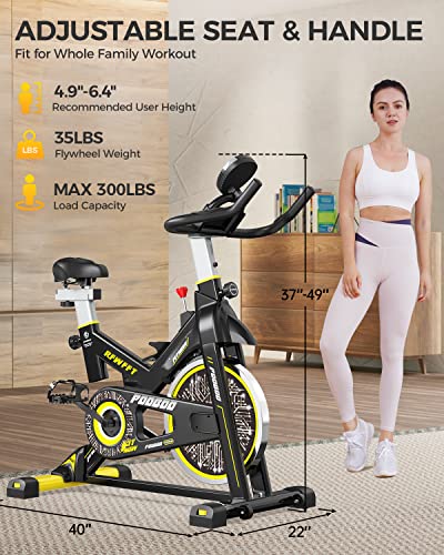 pooboo Indoor Cycling Bike, Belt Drive Indoor Exercise Bike Stationary LCD Monitor with Ipad Mount ＆Comfortable Seat Cushion for Home Cardio Workout Cycle Bike Training