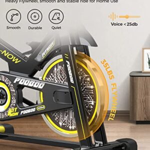 pooboo Indoor Cycling Bike, Belt Drive Indoor Exercise Bike Stationary LCD Monitor with Ipad Mount ＆Comfortable Seat Cushion for Home Cardio Workout Cycle Bike Training