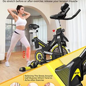 pooboo Indoor Cycling Bike, Belt Drive Indoor Exercise Bike Stationary LCD Monitor with Ipad Mount ＆Comfortable Seat Cushion for Home Cardio Workout Cycle Bike Training