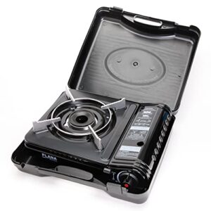 Plana. Portable Gas Stove with Carrying Case, 9,000 BTU for Camping, Picnics, Hiking, Fishing, BBQ