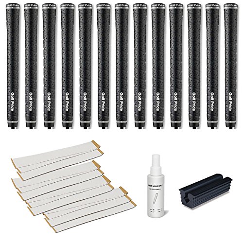 Golf Pride Tour Wrap 2G Jumbo Black - 13 pc Golf Grip Kit (with Tape, Solvent, Vise clamp)