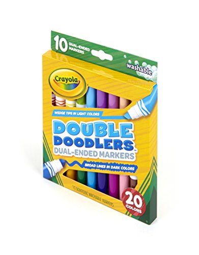 Crayola Dual-Tip Washable Markers, Broad Line & Chisel Tip, 10 Count