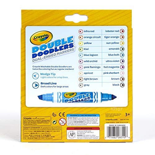 Crayola Dual-Tip Washable Markers, Broad Line & Chisel Tip, 10 Count