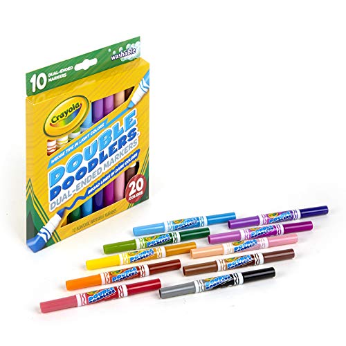 Crayola Dual-Tip Washable Markers, Broad Line & Chisel Tip, 10 Count