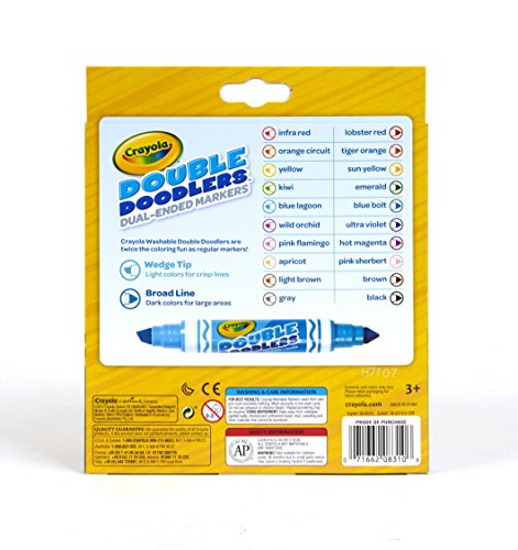 Crayola Dual-Tip Washable Markers, Broad Line & Chisel Tip, 10 Count