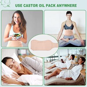 Castor Oil Pack, DEROWN Castor Oil Packs for Liver Detox, Less Mess Made of Organic Cotton Flannel & Waterproof PUL, Reusable Massage Castor Oil Pack Kit with Anti Oil Leak Design (Oil Not Included)