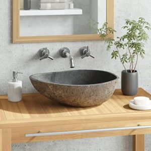 vidaxl basin river stone oval 14.9″-17.7″