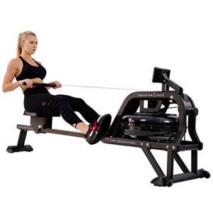 sunny health & fitness obsidian surge 500 water rowing machine – sf-rw5713 , black