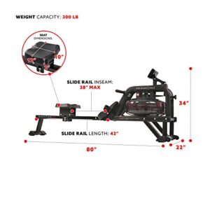 Sunny Health & Fitness Obsidian Surge 500 Water Rowing Machine - SF-RW5713 , Black