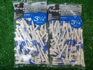 pride golf system pro length-plus 3 1/4″ white golf tees 2 bags