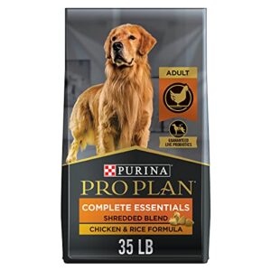 purina pro plan high protein dog food with probiotics for dogs, shredded blend chicken & rice formula – 35 lb. bag