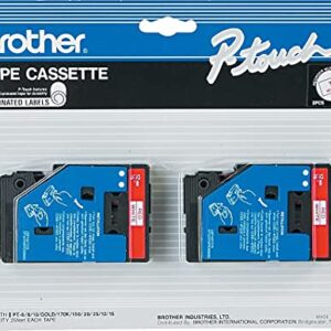 Brother Tc21 P-Touch Labeling Tape, 1/2-Inch W, Red Print On White Tape, 2/Pack