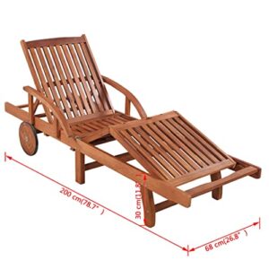 vidaXL Sunlounger and Table Set 3 Piece Solid Acacia Wood Brown Folding Sunbed