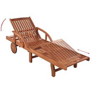 vidaXL Sunlounger and Table Set 3 Piece Solid Acacia Wood Brown Folding Sunbed