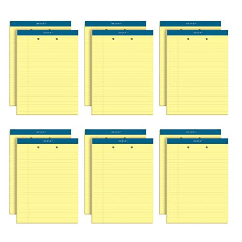 TOPS Docket Writing Pads, 8-1/2" x 11-3/4", Canary Paper, Legal Rule, 2-Hole Punched Top, 50 Sheets, 12 Pack (63420)