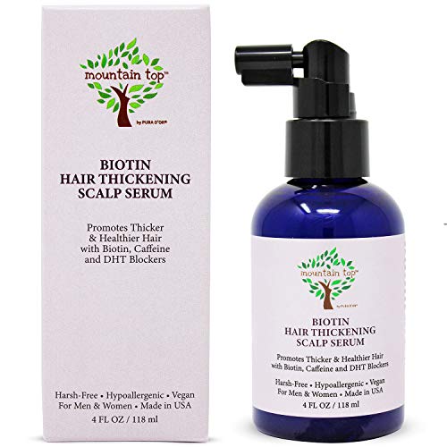 MOUNTAIN TOP Hair Thickening Scalp Serum (4 Ounce / 118ml) with Argan Oil, Biotin, Caffeine, DHT Blockers, & Saw Palmetto - For Thicker, Healthier and Fuller Looking Hair