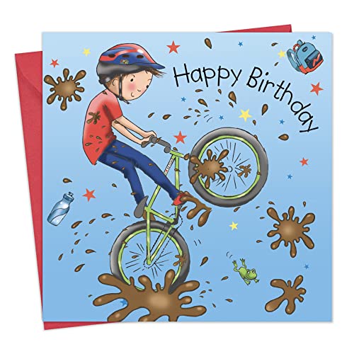 Twizler Childrens Birthday Card Boys Bike – Childrens Happy Birthday Card Boy – Boys Birthday Card Childrens – Birthday Card Boy – Bicycle Birthday Card – Kids Birthday Card – Son – Grandson – Brother