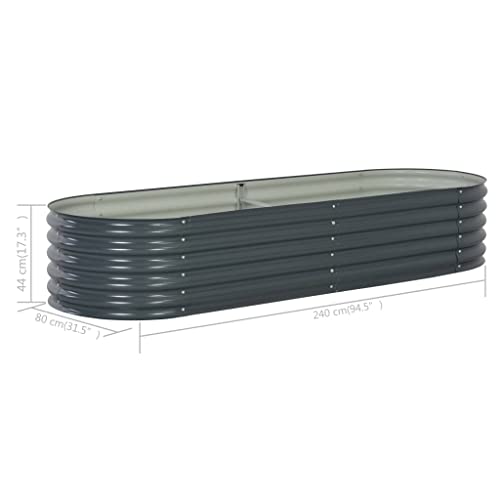 vidaXL Garden Raised Bed 94.4"x31.4"x17.3" galvanized Steel Gray