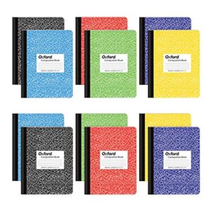 oxford composition notebooks, wide ruled paper, 9-3/4″ x 7-1/2″, assorted marble covers, 100 sheets, 12 per pack, colors may vary (63794)