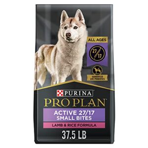 purina pro plan high protein, small bites dog food, sport 27/17 lamb & rice formula – 37.5 lb. bag