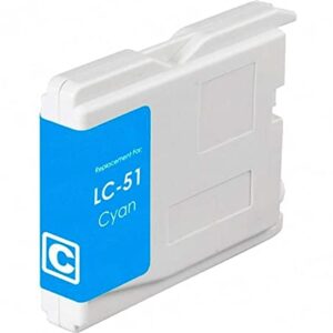 Brother LC51C OEM Ink - DCP 130 330C 350C FAX 1860 1960C 2480C 2580C MFC 230C 240C 440CN 465CN 665CW 685CW 845CW 885CW 3360C 5460CN 5860CN Cyan Ink (400 Yield) - Brother LC51C