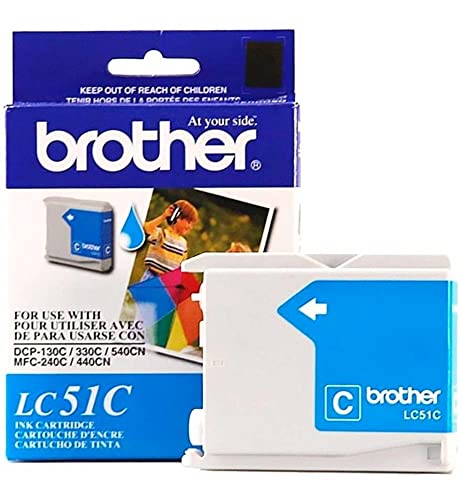 Brother LC51C OEM Ink - DCP 130 330C 350C FAX 1860 1960C 2480C 2580C MFC 230C 240C 440CN 465CN 665CW 685CW 845CW 885CW 3360C 5460CN 5860CN Cyan Ink (400 Yield) - Brother LC51C